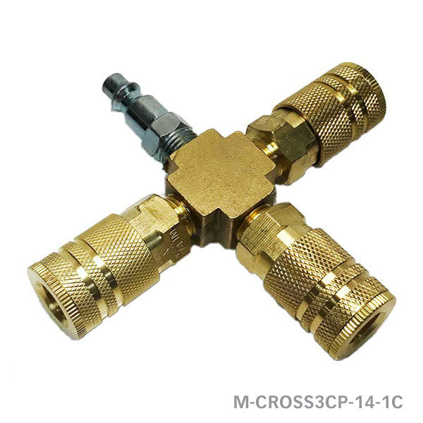 ROLAIR M-CROSS3CP-14-1C, 3 WAY CROSS MANIFOLD(1/4" NPT) WITH 3 INDUSTR ...