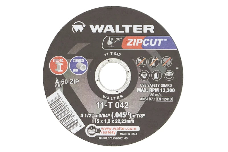 Walter 11T042, ZIPCUT 4.5X3/64X7/8'' T1 CUT-OFF WHEEL – Squares ...